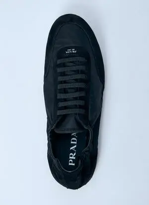 Prada Collapse Re-nylon And Suede Sneakers - Black
