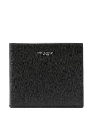 Saint Laurent Paris East/west Bi-fold Wallet In Grain De Poudre Leather - Black
