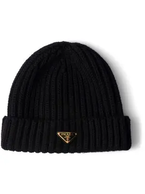 Prada Mélange Wool Beanie - Black