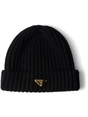 Prada Mélange Wool Beanie - Black