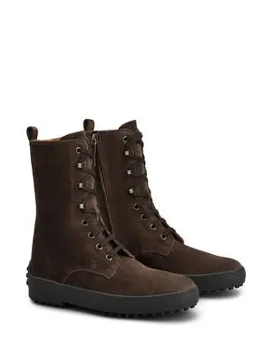 TOD'S High-laced Suede Chelsea Boots - Brown