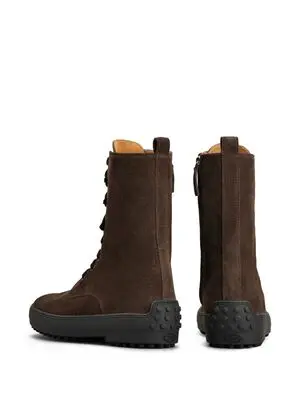 TOD'S High-laced Suede Chelsea Boots - Brown