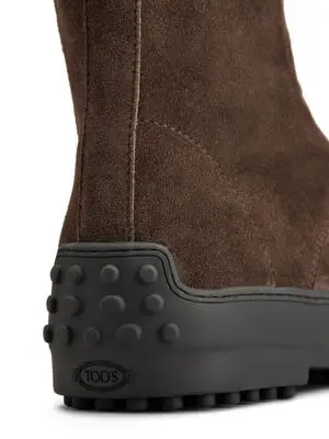 TOD'S High-laced Suede Chelsea Boots - Brown