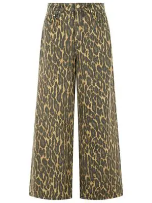 GANNI Leopard Cotton Jeans