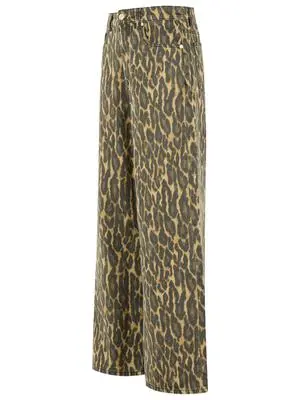 GANNI Leopard Cotton Jeans