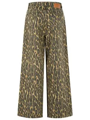GANNI Leopard Cotton Jeans