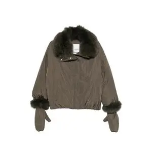 YVES SALOMON Padded Fur Jacket - Brown