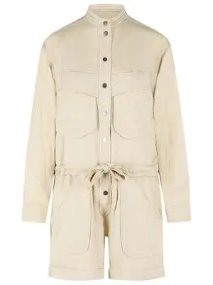 Isabel Marant Étoile Betyna' One-piece Jumpsuit In Beige Cotton Blend - Cream