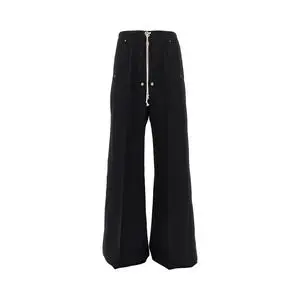 Rick Owens Wool Canvas Wide Bela Pants - Black