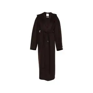 Sportmax Virgin Wool Oversized Hooded Coat - Brown