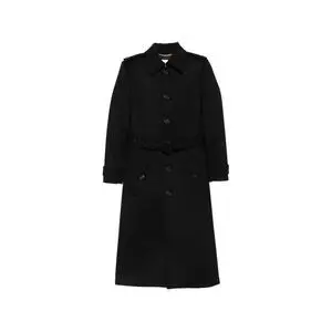 Saint Laurent Wool Single Breasted Coat - Black