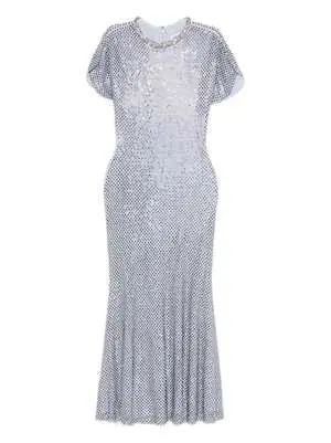 SELF-PORTRAIT Midi Dress With Rhinestones - Blue