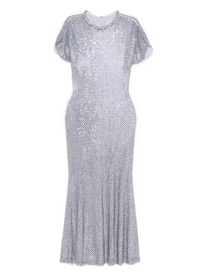 SELF-PORTRAIT Midi Dress With Rhinestones - Blue