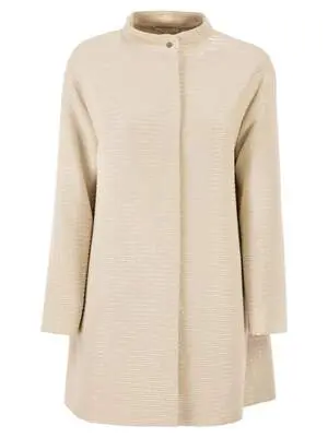 Herno Overcoat With All-over Sequins - Cream