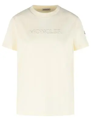 Moncler Ivory Cotton T-shirt - Cream