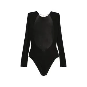 Saint Laurent Open-back Long-sleeve Bodysuit - Black