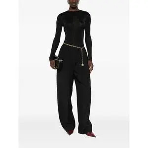 Saint Laurent Open-back Long-sleeve Bodysuit - Black