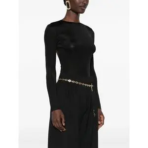 Saint Laurent Open-back Long-sleeve Bodysuit - Black