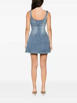 SELF-PORTRAIT Short Denim Dress With Zip