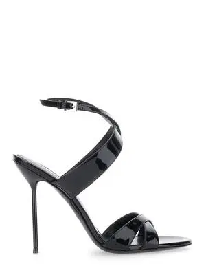 Paris Texas Lidia' Black High Heel Sandals With Braided Ankle Strap And Stiletto Heel In Shiny Leather - Multicolor