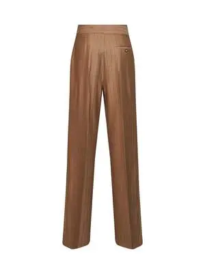 Etro Camel Striped Wool Jacquard Double-pleat Trousers