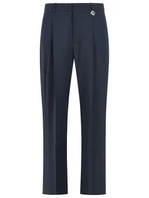 Casablanca Pleated Wool Twill Trousers - Blue