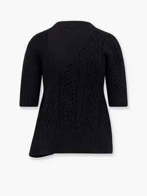 Sacai Cotton Blend Asymmetrical Sweater - Black