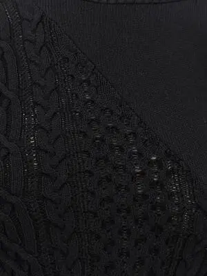 Sacai Cotton Blend Asymmetrical Sweater - Black
