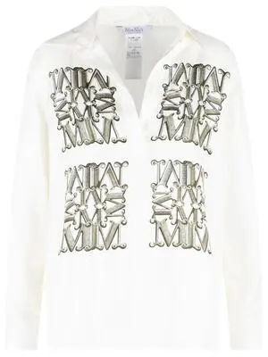 Max Mara Filtro' White And Silk Shirt - Green