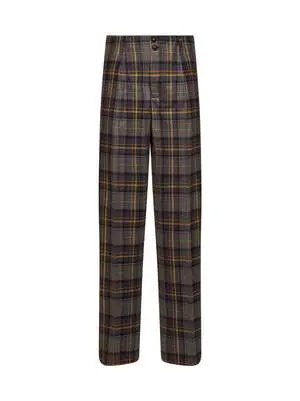 Etro Grey Check-pattern Stretch Wool Trousers - Multicolor