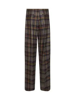 Etro Grey Check-pattern Stretch Wool Trousers