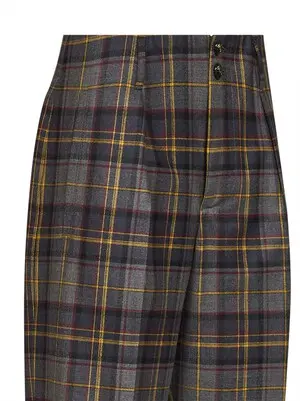 Etro Grey Check-pattern Stretch Wool Trousers