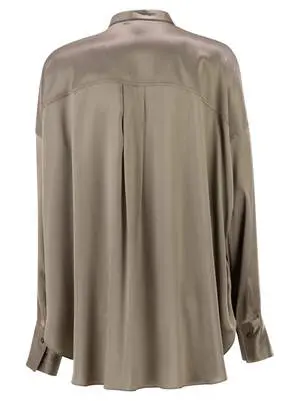 Brunello Cucinelli Stretch Silk Satin Shirt - Green