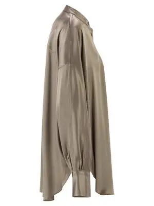 Brunello Cucinelli Stretch Silk Satin Shirt - Green