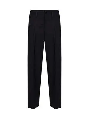 AMI Paris Black Virgin Wool Double-pleat Trousers - Multicolor