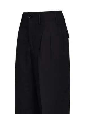 AMI Paris Black Virgin Wool Double-pleat Trousers