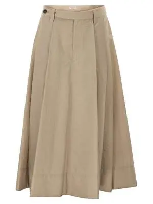 Brunello Cucinelli Sartorial Skirt In Techno Cotton Poplin With Jewellery - Cream