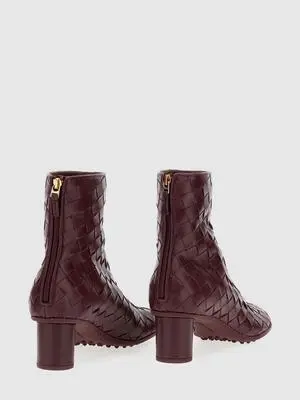 Bottega Veneta Intrecciato Leather Ankle Boots