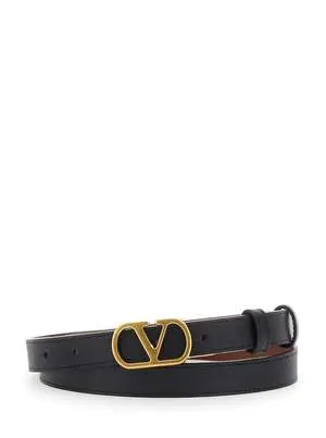 Valentino Garavani Reversible Leather Belt - Black