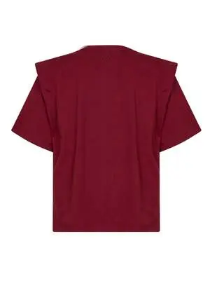 Isabel Marant Étoile Marant Dark Burgundy Cotton Jersey Zelitos T-shirt With Shoulder Pads - Multicolor