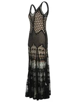 Blumarine Geometric Lace Long Dress