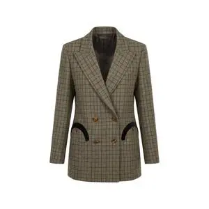 BLAZÉ MILANO Check Pattern Double Breasted Blazer - Green