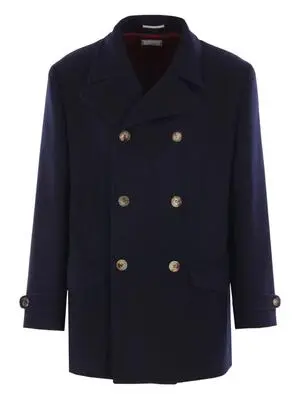 Brunello Cucinelli Double-breasted Wool Coat - Blue