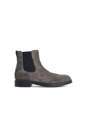 TOD'S Chelsea' Grey Suede Leather Ankle Boots - Gray