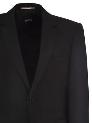 BOSS Regular Fit Suit In Wool And Elastane Blend - Black