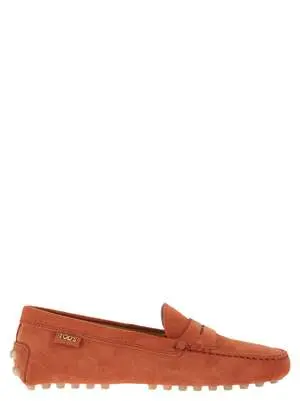 TOD'S Suede Rubber Sole Loafer - Red