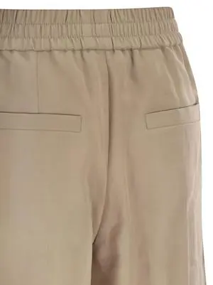 Brunello Cucinelli Loose Track Trousers In Cotton Organza - Cream