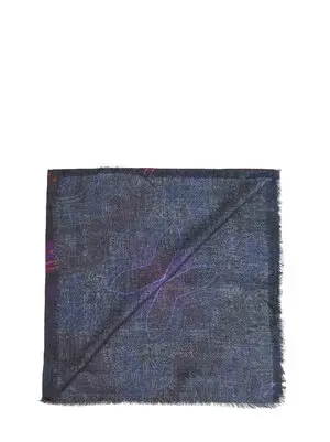 Etro Blue Modal And Cashmere Shawl With Dégradé Pattern