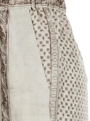 Max Mara Beige 'rive' Pants With All-over Geometric Print In Silk For - Multicolor