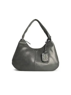 GANNI Bou Xxl' Grey Leather Blend Bag - Gray